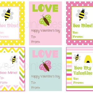 Bee Valentine's- Printable Kids Valentine's - Etsy