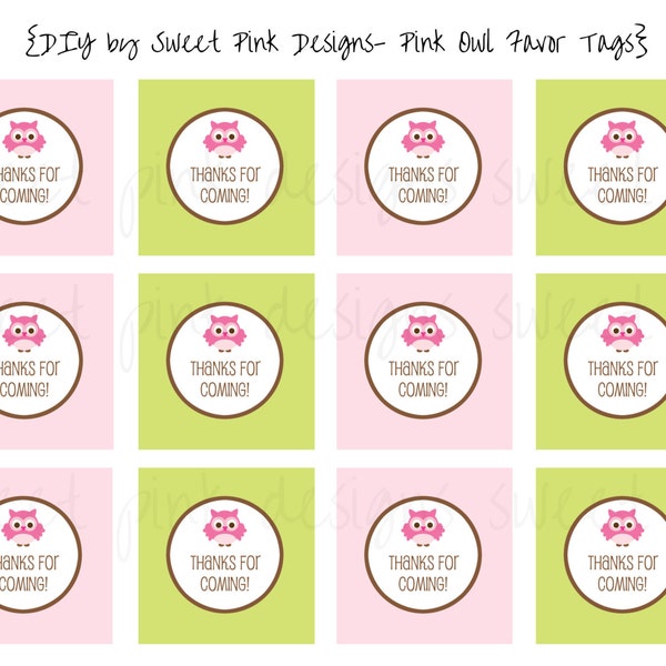 Owl Favor Tags - Etsy