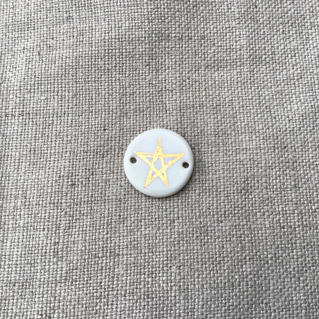 Connector Medal in White Enameled Porcelain, Decorated With Gold. - Etsy
