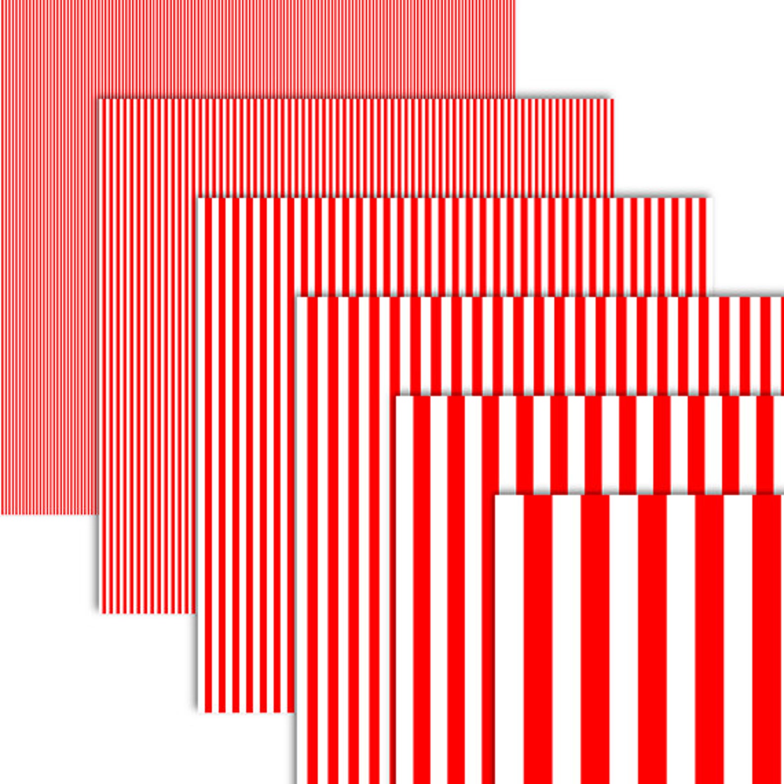 Digital Paper Pack Red and White Stripes Scrapbook Paper 12x12 8,5x11 ...