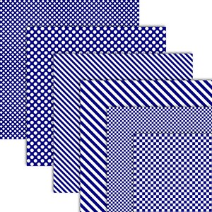 INSTANT DOWNLOAD Digital Paper Pack Navy Blue White Dots Stripes ...