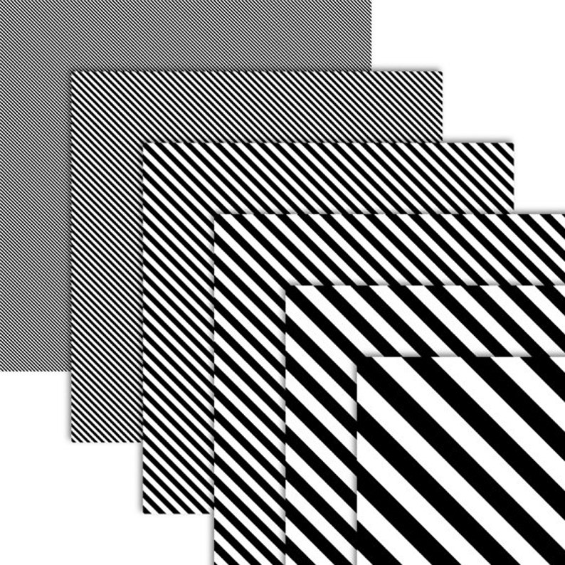 INSTANT DOWNLOAD Digital Paper Pack Black White Vertical Diagonal ...