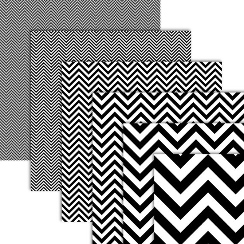 INSTANT DOWNLOAD Digital Paper Pack: Black White Chevron - Etsy