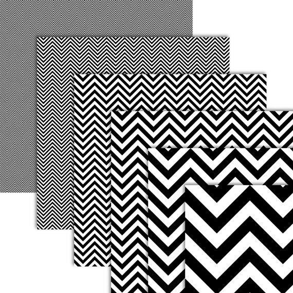 INSTANT DOWNLOAD Digital Paper Pack: Black White Chevron - Etsy