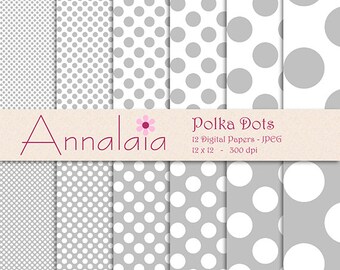 INSTANT DOWNLOAD Digital Paper Pack Dark Red and White Polka Dots ...