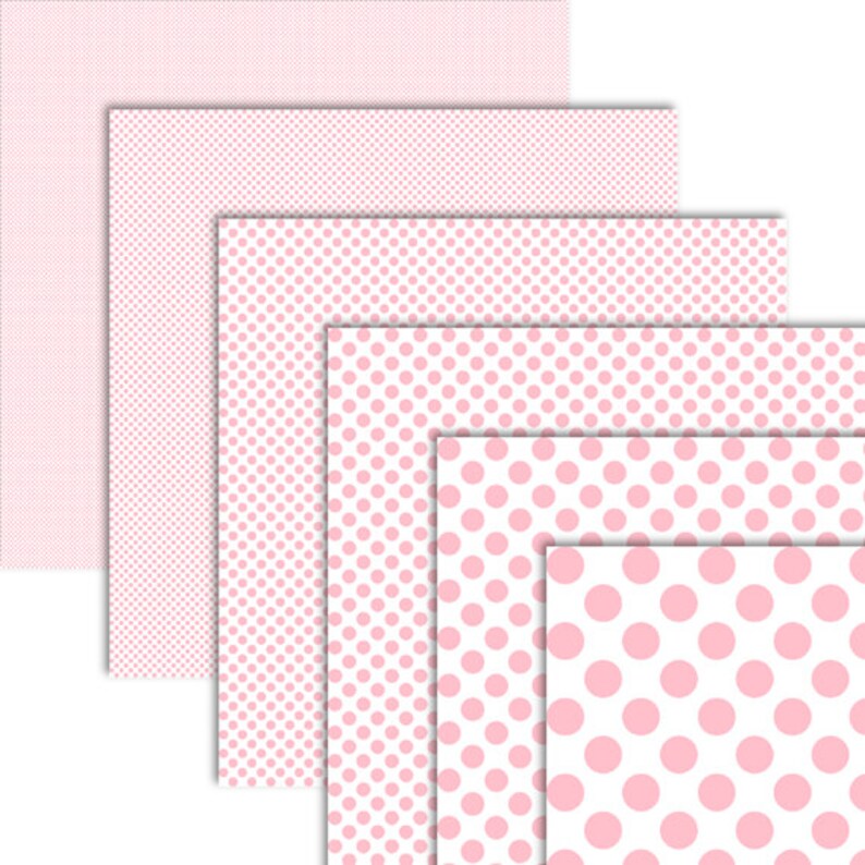Pink Digital Paper Pack Pink and White Polka Dots Scrapbook Paper 12x12 ...