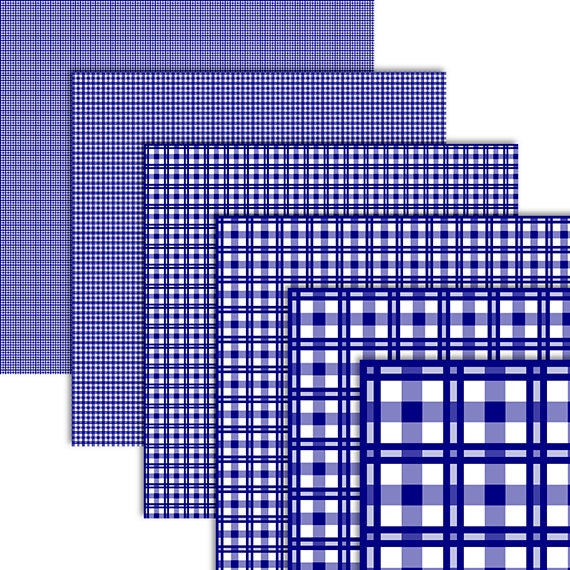 INSTANT DOWNLOAD Digital Paper Pack: Navy Blue and White Gingham Plaid ...