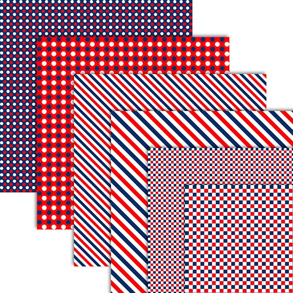 INSTANT DOWNLOAD Digital Paper Pack Midnight Blue Red White - Etsy