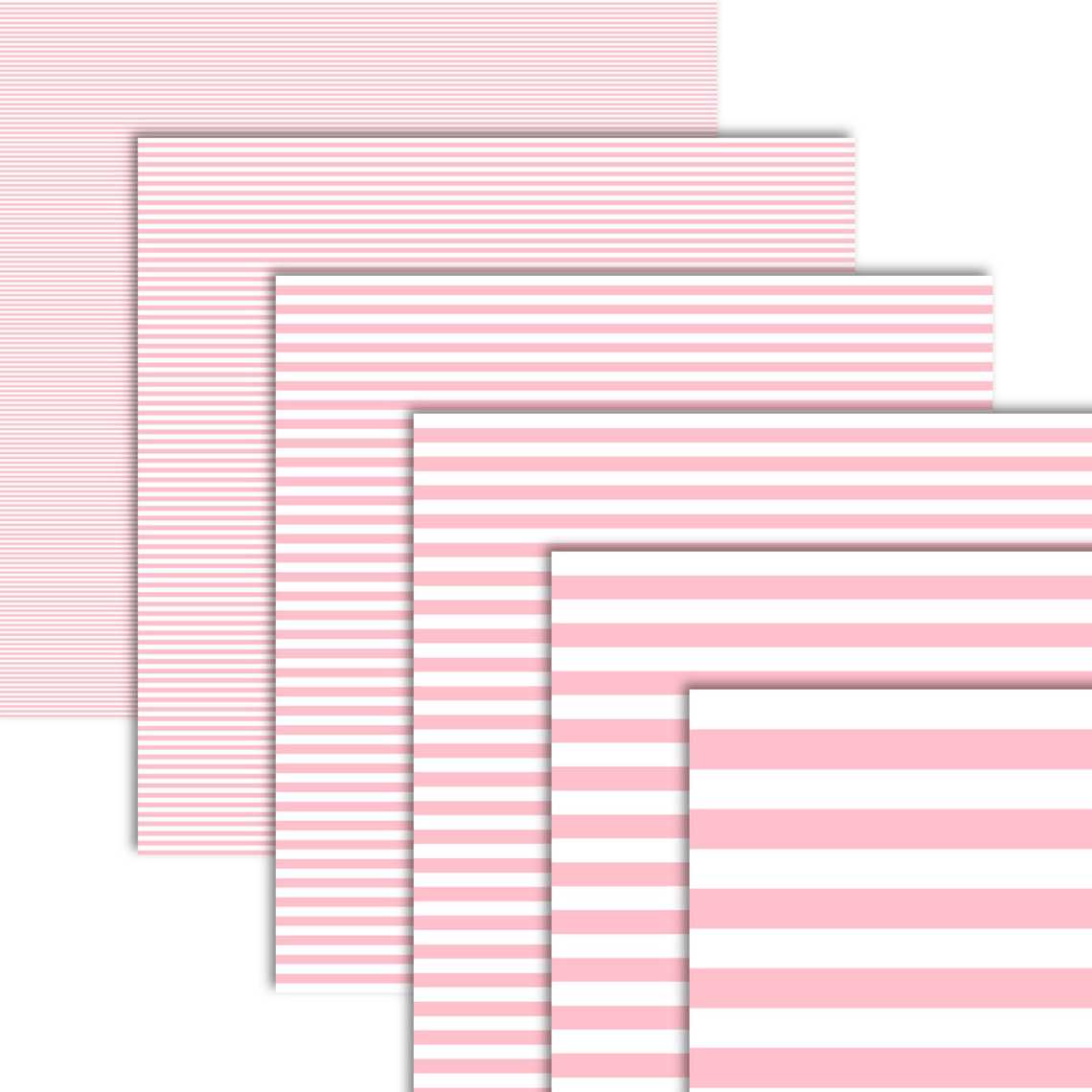 INSTANT DOWNLOAD Digital Paper Pack: Pink White Horizontal Diagonal ...