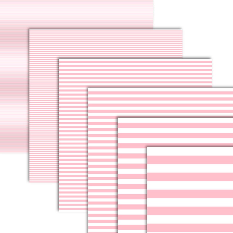 INSTANT DOWNLOAD Digital Paper Pack: Pink White Horizontal Diagonal ...