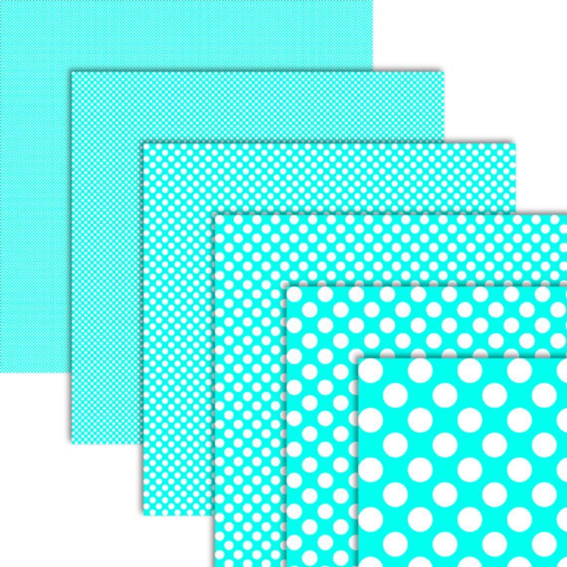 Blue Digital Paper Pack Turquoise Blue and White Papers Blue | Etsy