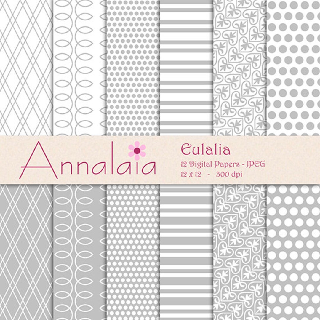Silver Gray Digital Paper Pack Gray and White Polka Dots - Etsy