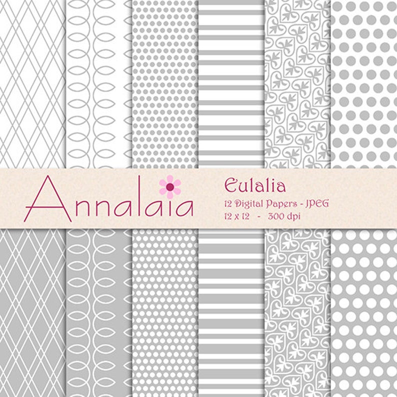 Silver Gray Digital Paper Pack Gray and White Polka Dots - Etsy