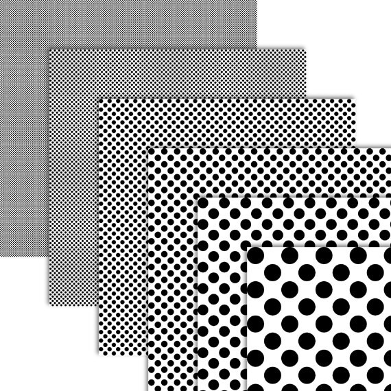 Black Digital Paper Pack Black and White Polka Dots Printable Scrapbook ...