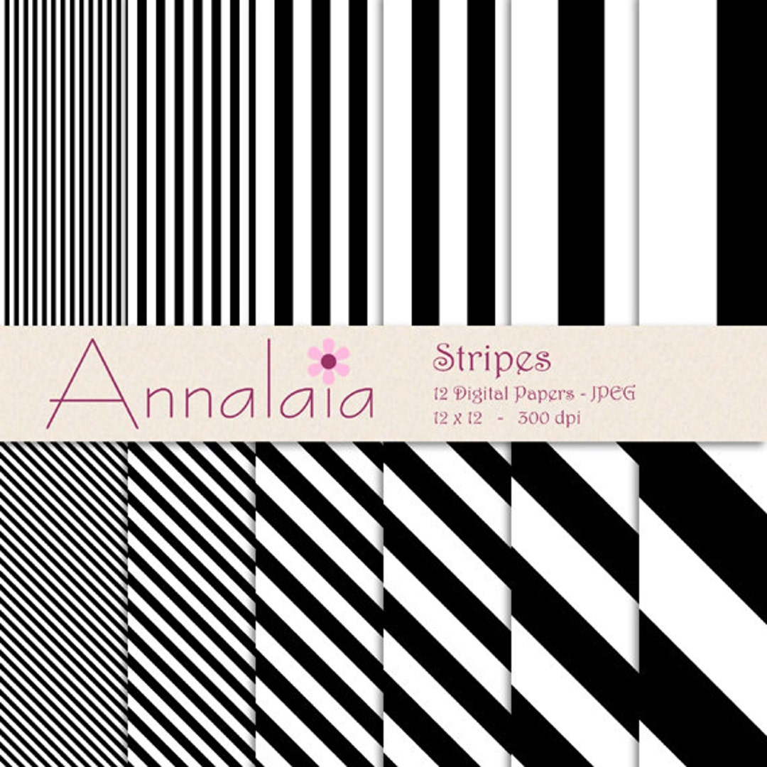 INSTANT DOWNLOAD Digital Paper Pack Black White Vertical Diagonal ...