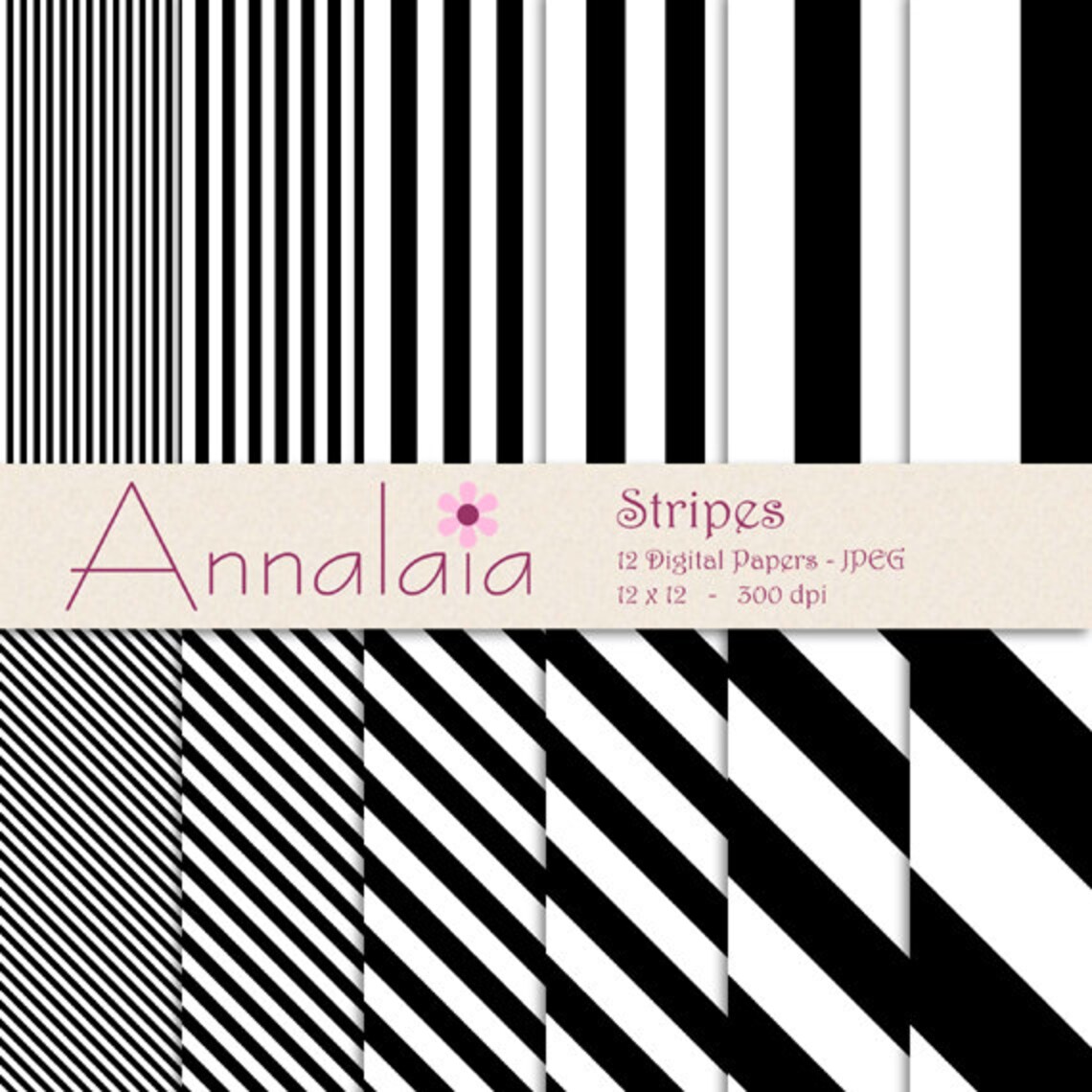 INSTANT DOWNLOAD Digital Paper Pack Black White Vertical Diagonal ...
