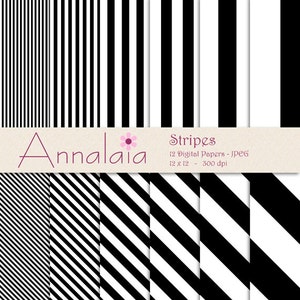 INSTANT DOWNLOAD Digital Paper Pack Black White Vertical Diagonal ...