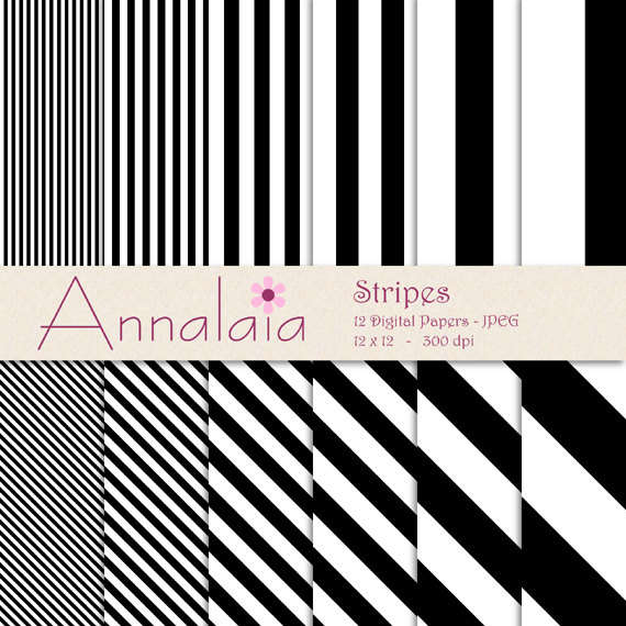 INSTANT DOWNLOAD Digital Paper Pack Black White Vertical Diagonal ...