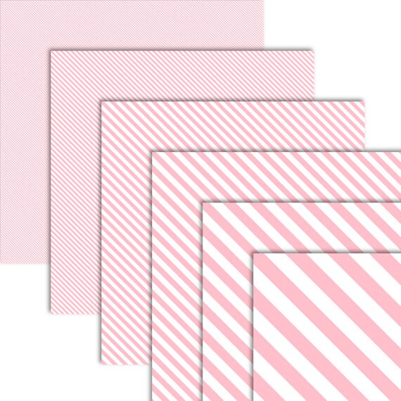 INSTANT DOWNLOAD Digital Paper Pack: Pink White Vertical Diagonal ...