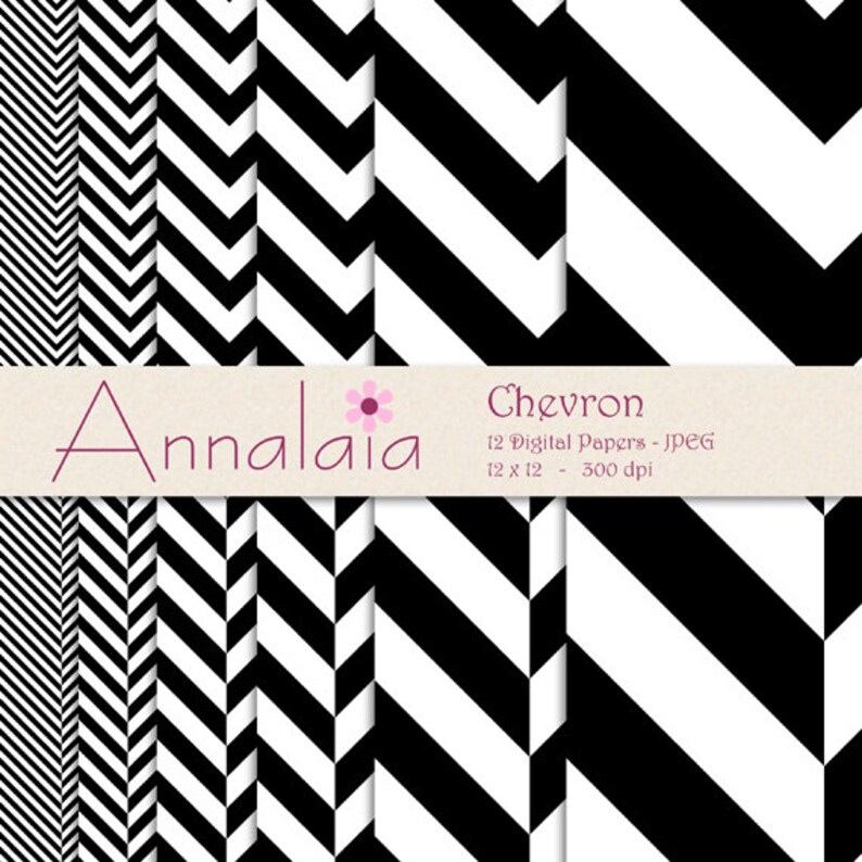 INSTANT DOWNLOAD Digital Paper Pack: Black White Chevron - Etsy