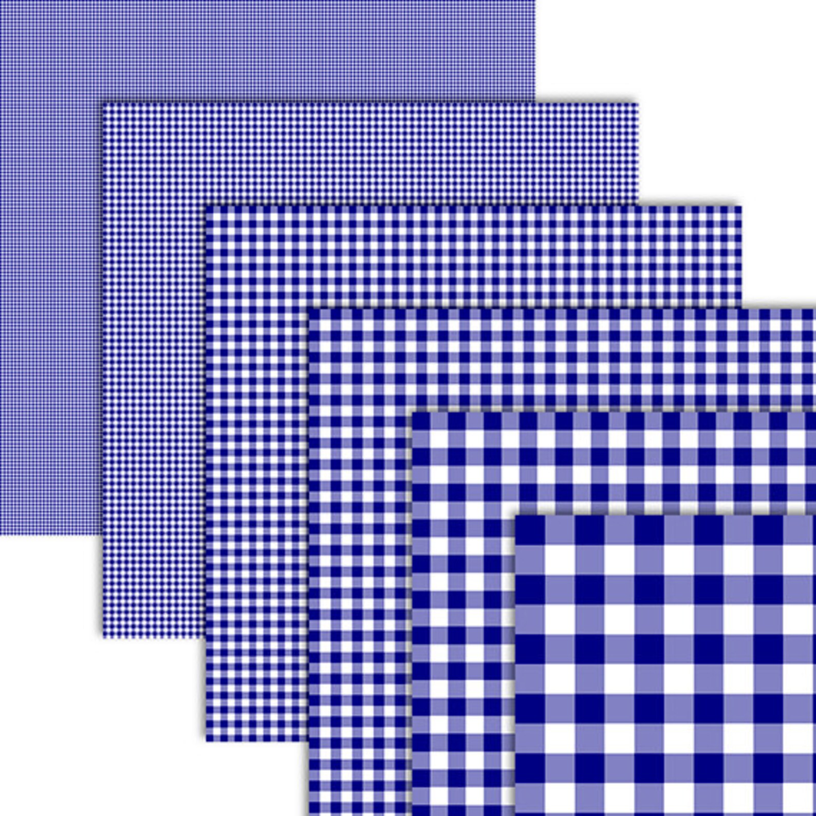 INSTANT DOWNLOAD Digital Paper Pack: Navy Blue and White Gingham Plaid ...