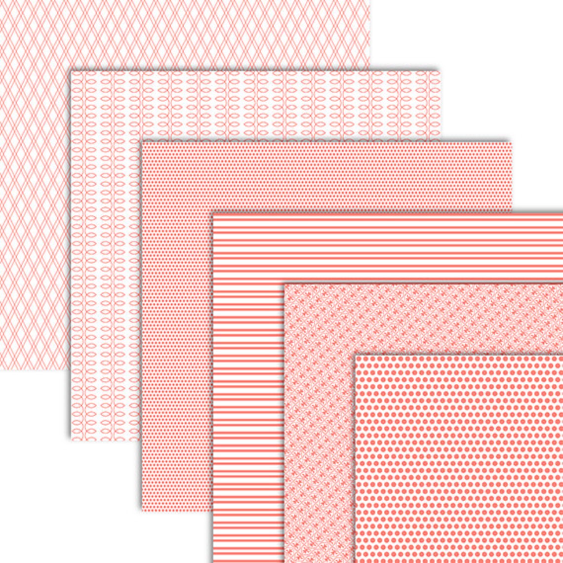 Coral Digital Paper Pack Coral Pink and White Polka Dots | Etsy