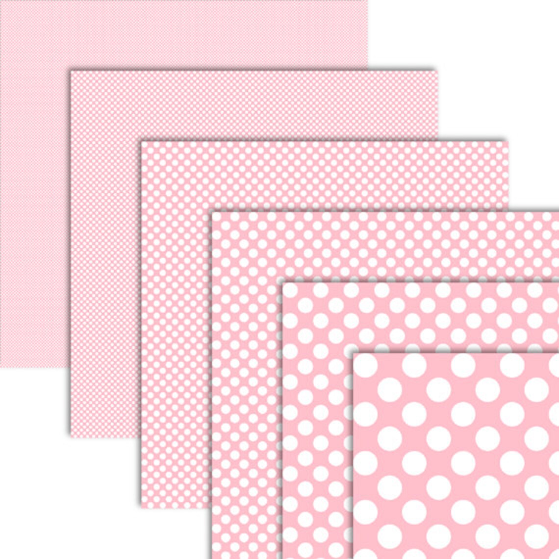 Pink Digital Paper Pack Pink and White Polka Dots Scrapbook Paper 12x12 ...