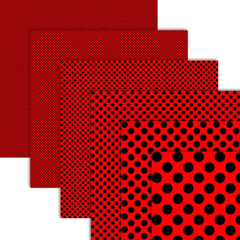 Digital Paper Instant Download Black Red Polka Dots Scrapbook - Etsy