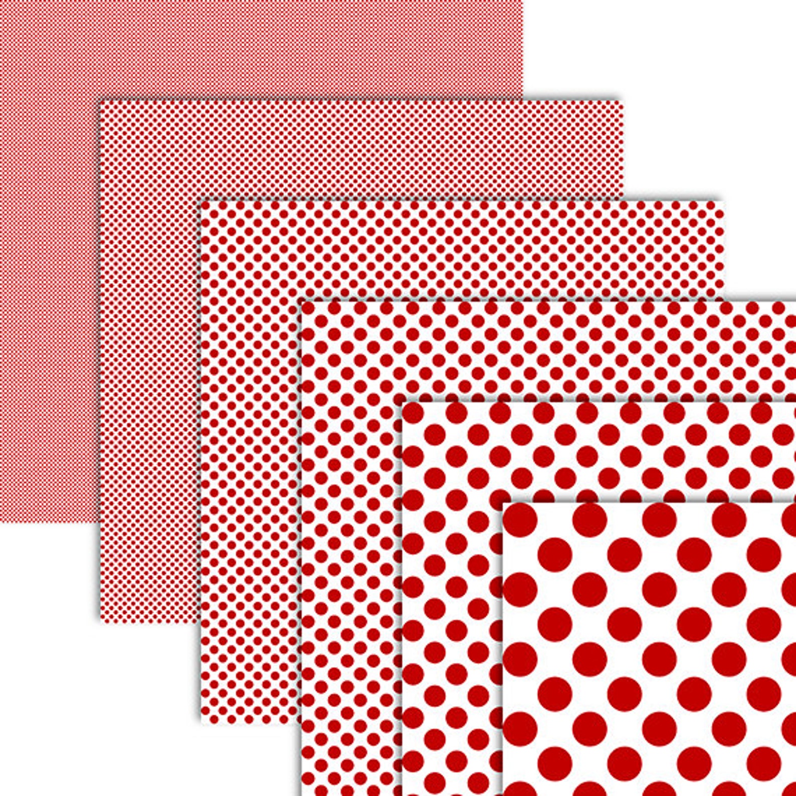 INSTANT DOWNLOAD Digital Paper Pack Dark Red and White Polka Dots ...