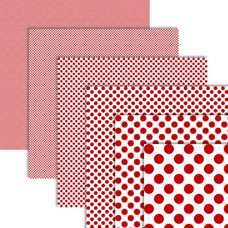 INSTANT DOWNLOAD Digital Paper Pack Dark Red and White Polka Dots ...