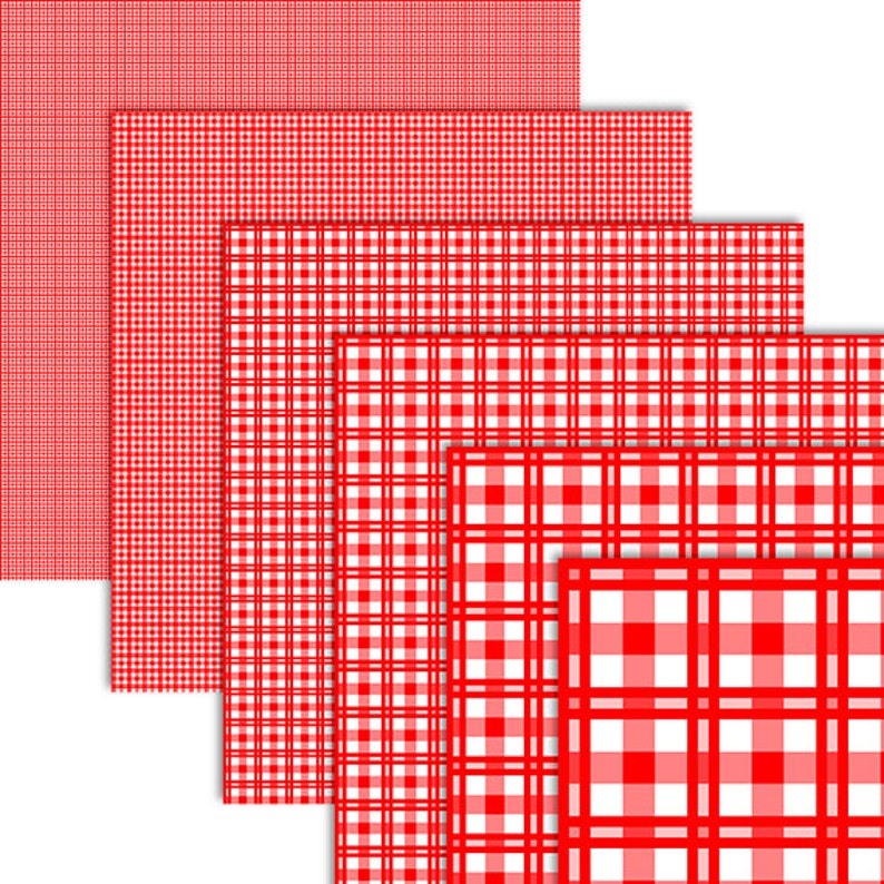 Digital Gingham Paper Red and White Gingham Plaid Checks - Etsy Sweden
