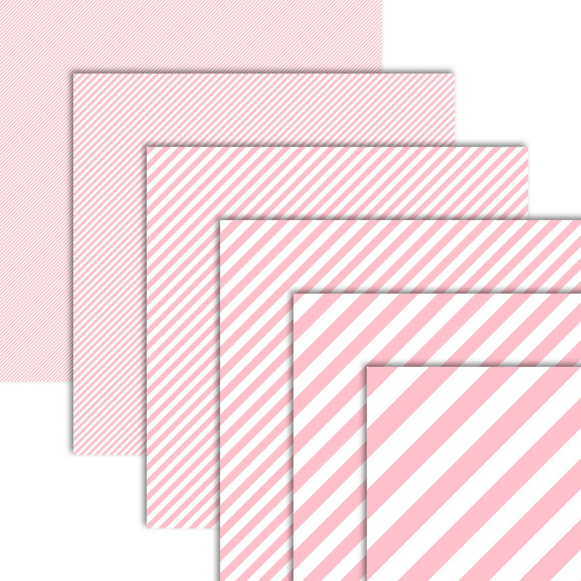 INSTANT DOWNLOAD Digital Paper Pack: Pink White Horizontal Diagonal ...