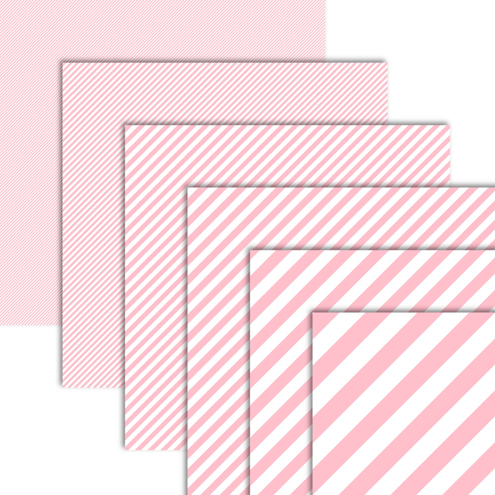 INSTANT DOWNLOAD Digital Paper Pack: Pink White Horizontal Diagonal ...