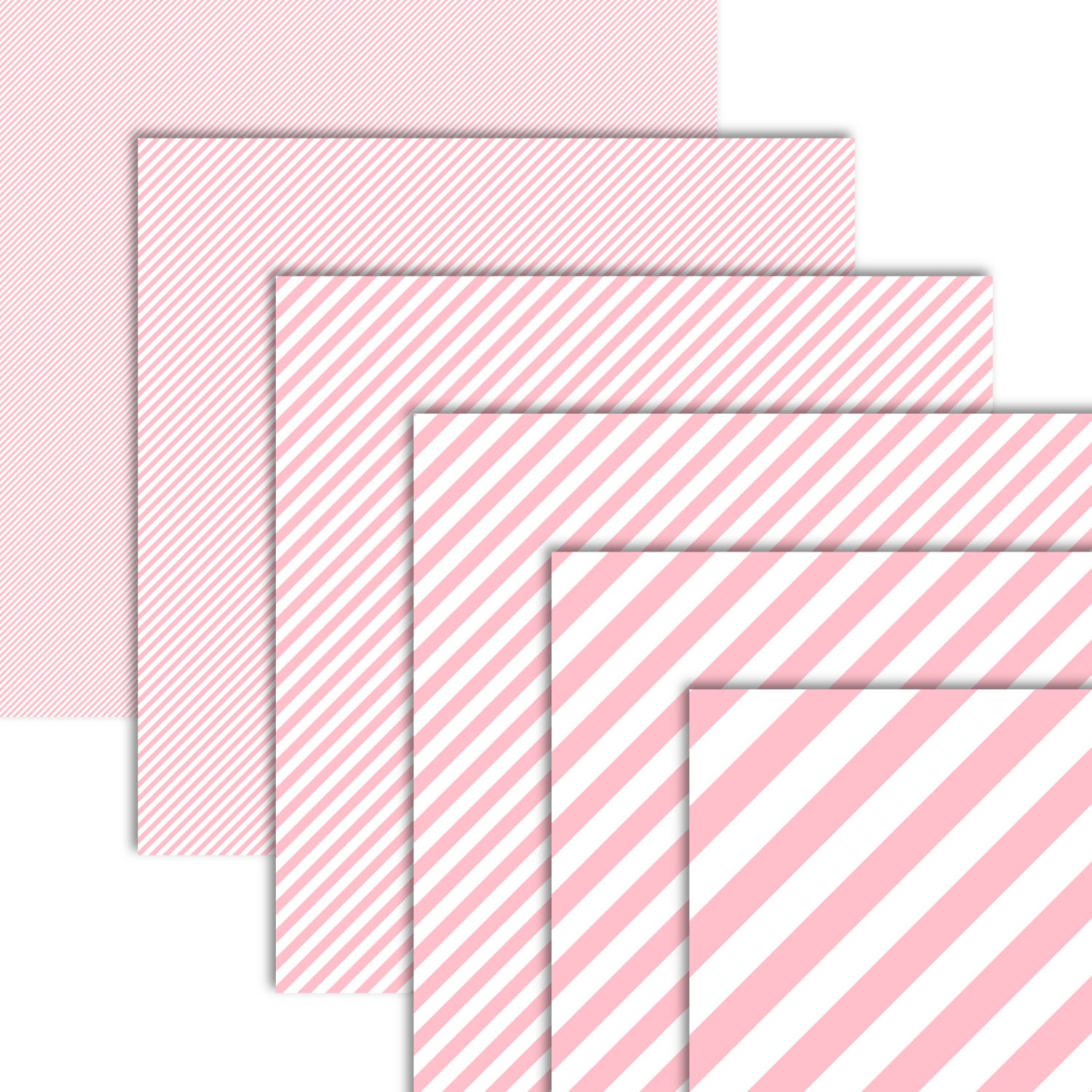 INSTANT DOWNLOAD Digital Paper Pack: Pink White Horizontal Diagonal ...