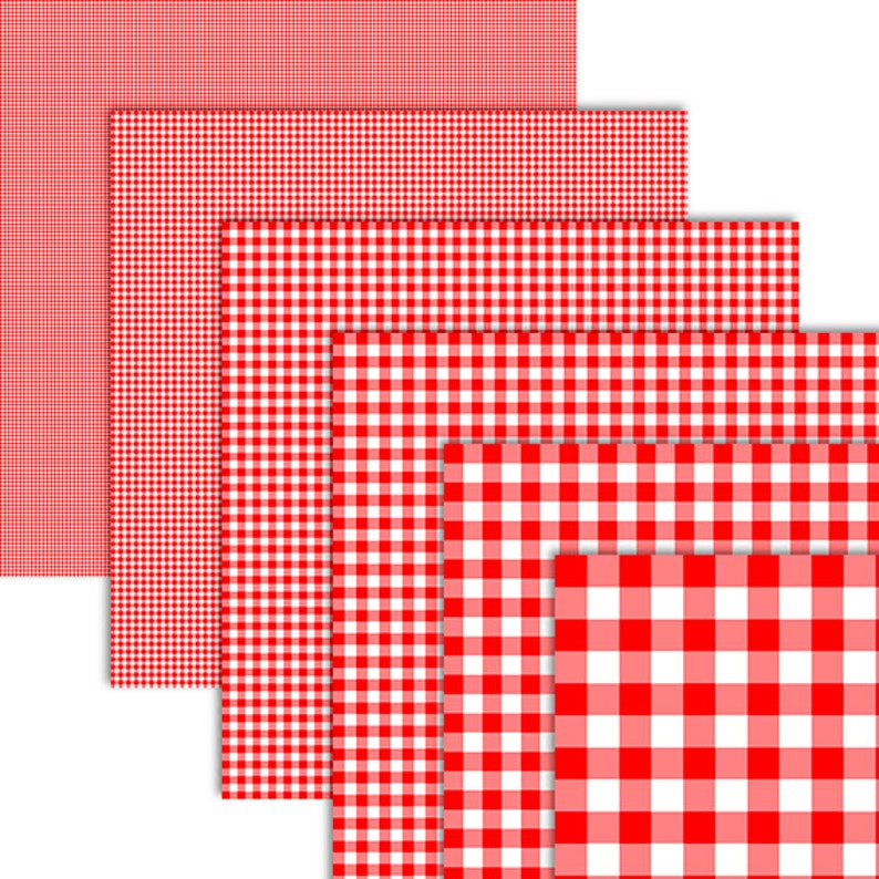 Digital Gingham Paper Red and White Gingham Plaid Checks - Etsy