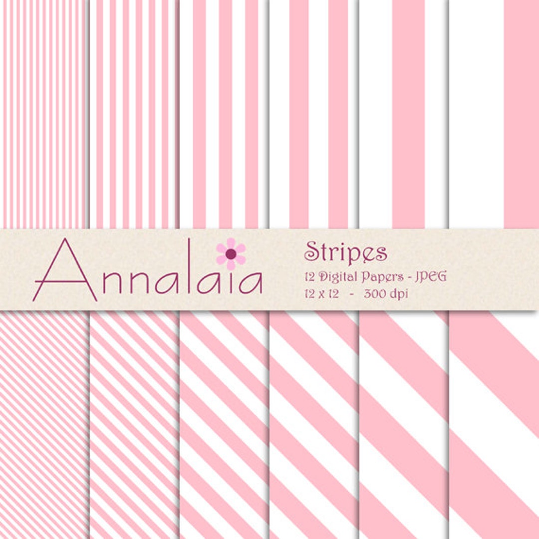 INSTANT DOWNLOAD Digital Paper Pack: Pink White Vertical Diagonal ...