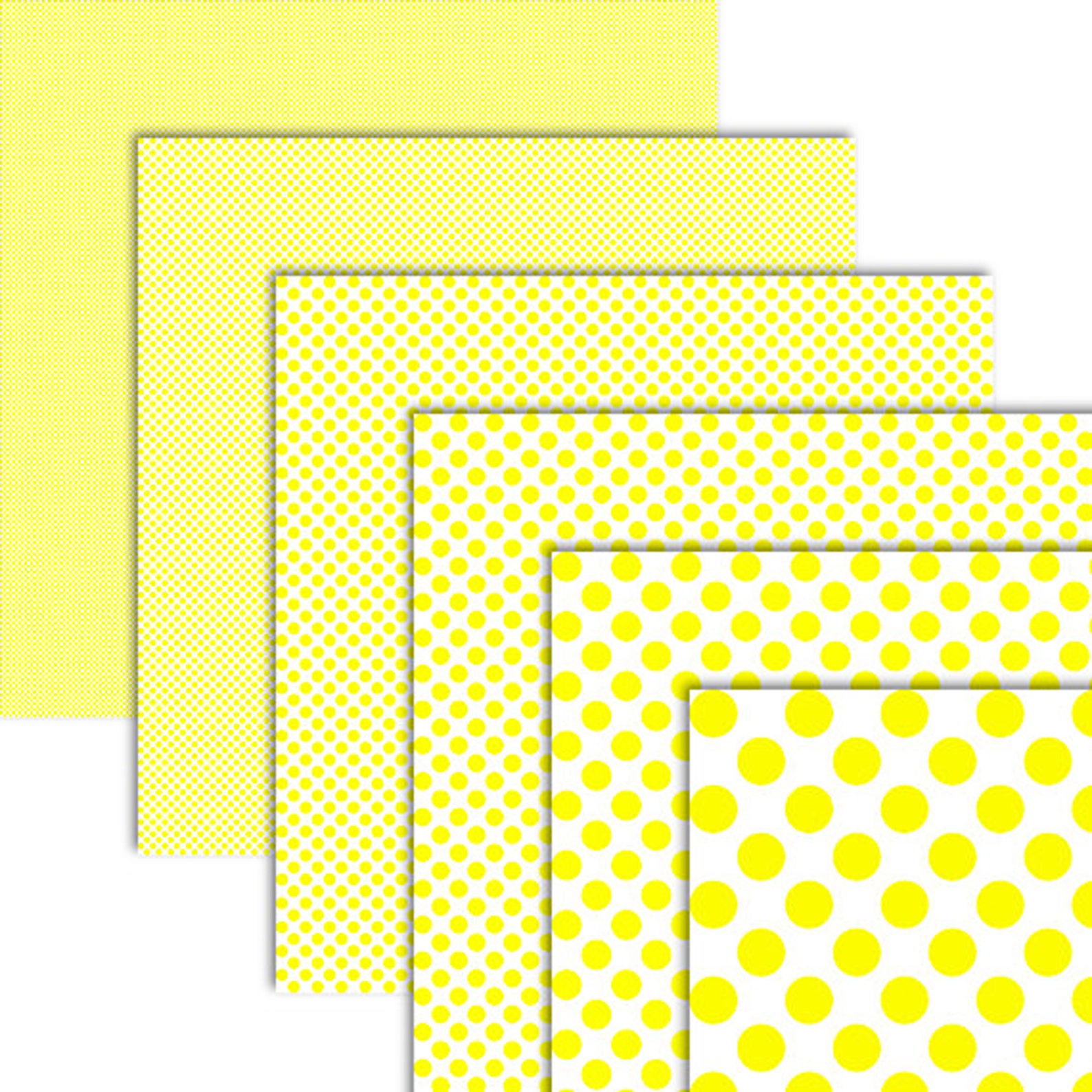 Yellow Digital Paper Pack: Yellow and White Polka Dots | Etsy