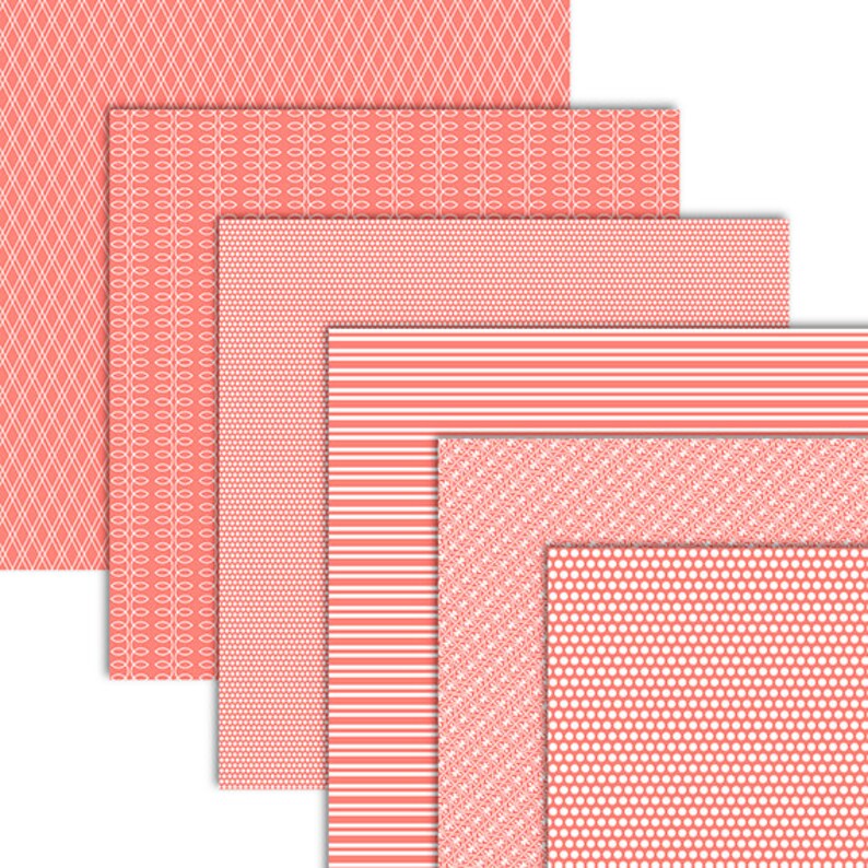 Coral Digital Paper Pack Coral Pink and White Polka Dots - Etsy