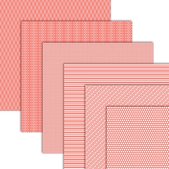 Coral Digital Paper Pack Coral Pink and White Polka Dots - Etsy