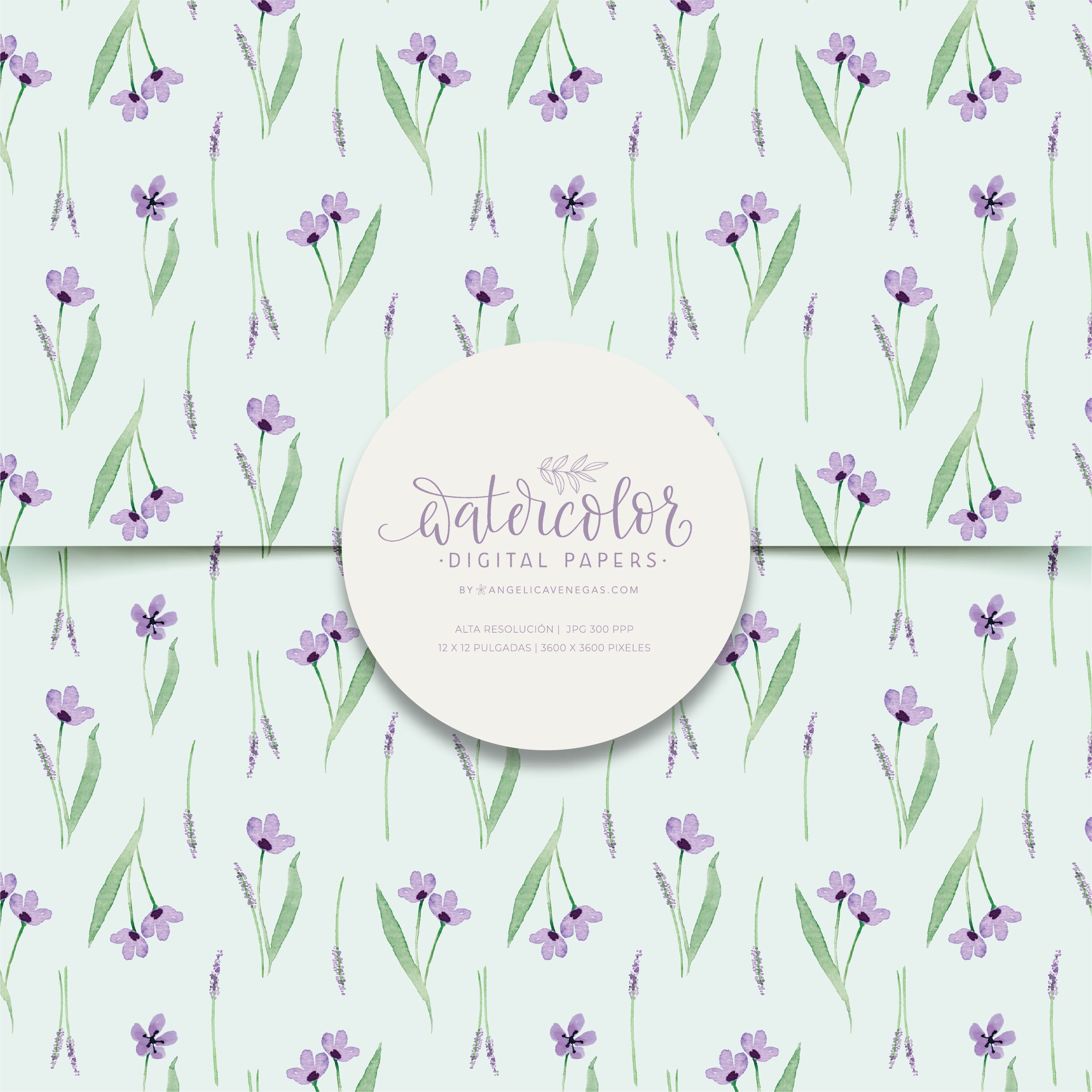 Lavender and Poppy Watercolor Digital Papers, Lilac Paper Pack ...