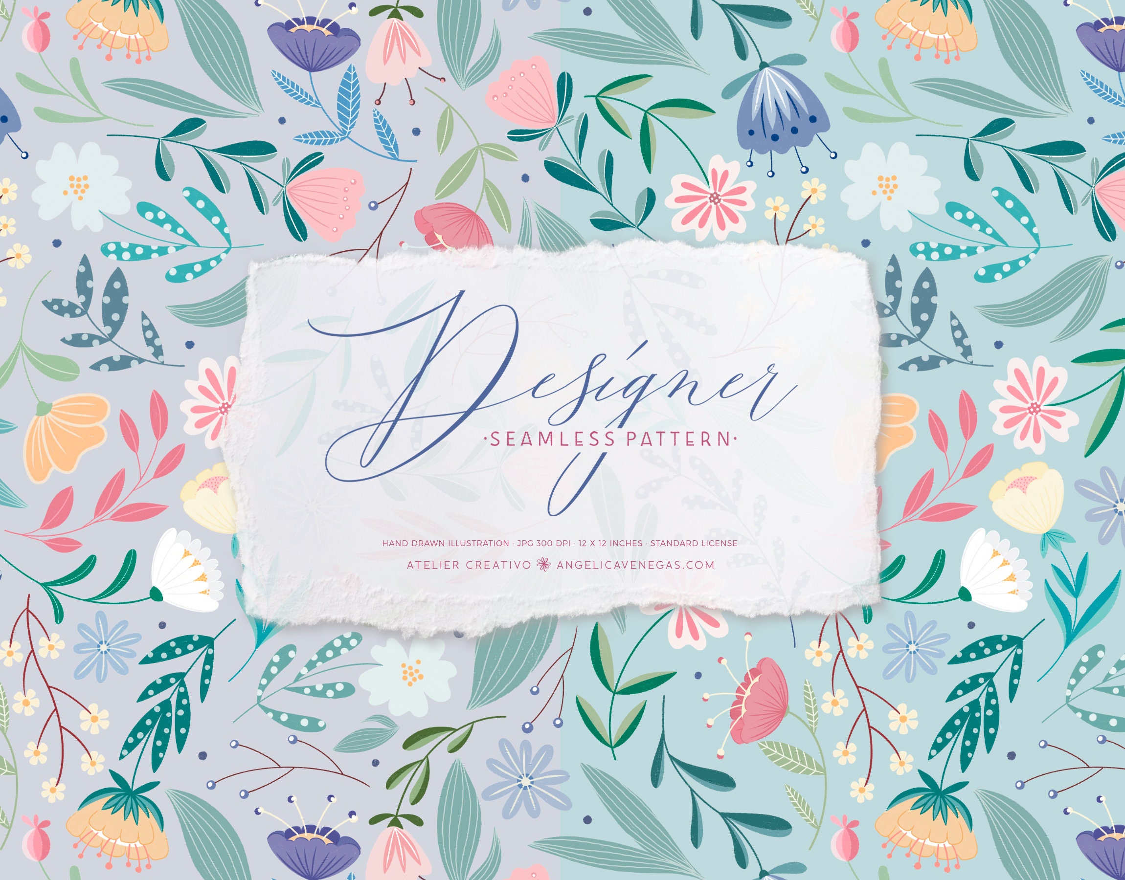 Feminine Floral Hand Drawn Pattern, Seamless Pattern, Textil Design ...