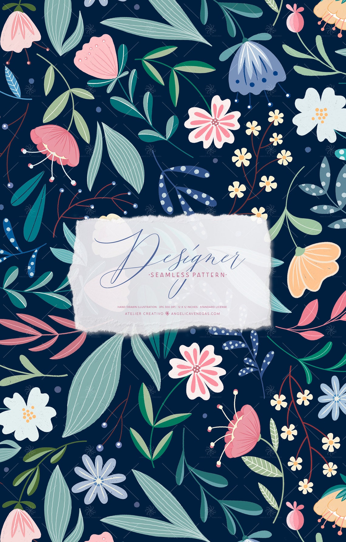 Feminine Floral Hand Drawn Pattern, Seamless Pattern, Textil Design ...