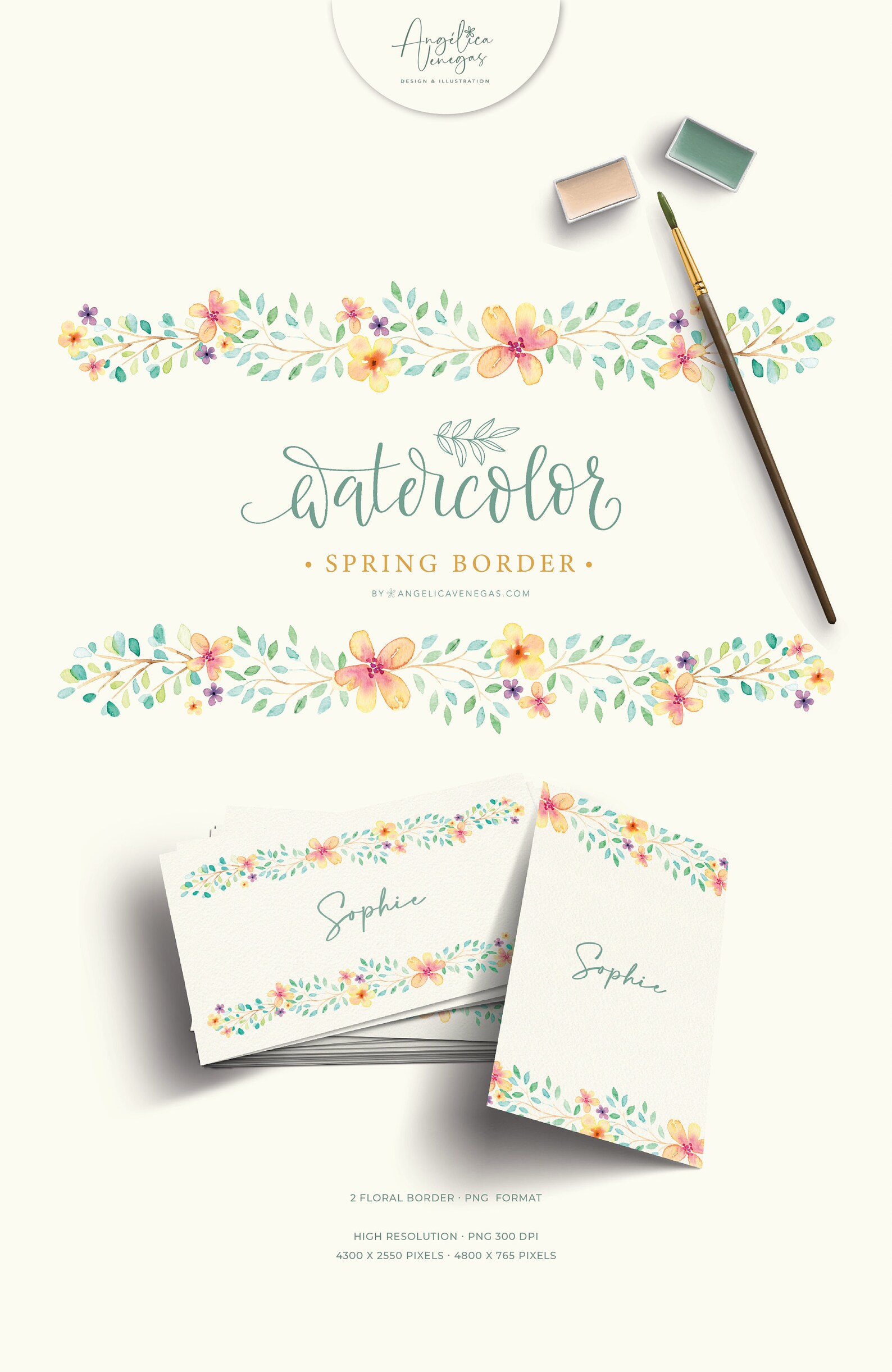 Watercolor Border Clipart Spring Wildflower Border Floral - Etsy