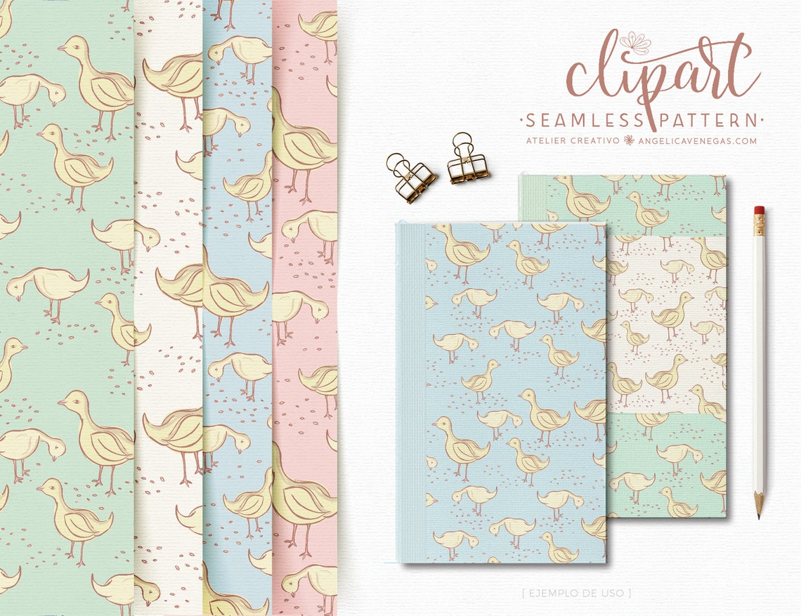 Nursery Digital Paper Duckling Clipart Delicate Clipart - Etsy