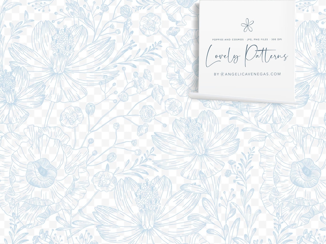 Botanical Line Art, Seamless Pattern, Delicate Surface Pattern, Textil ...