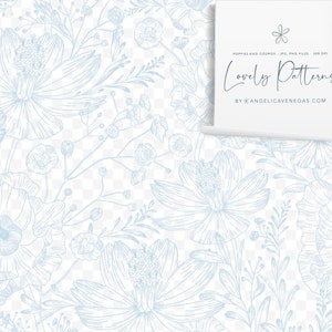 Botanical Line Art, Seamless Pattern, Delicate Surface Pattern, Textil ...