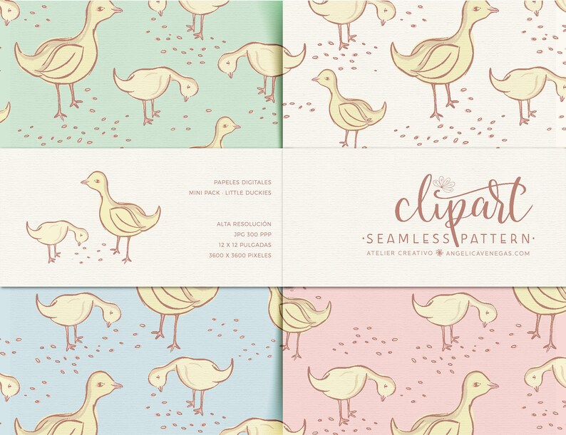 Nursery Digital Paper Duckling Clipart Delicate Clipart - Etsy