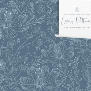 Botanical Line Art, Seamless Pattern, Delicate Surface Pattern, Textil ...