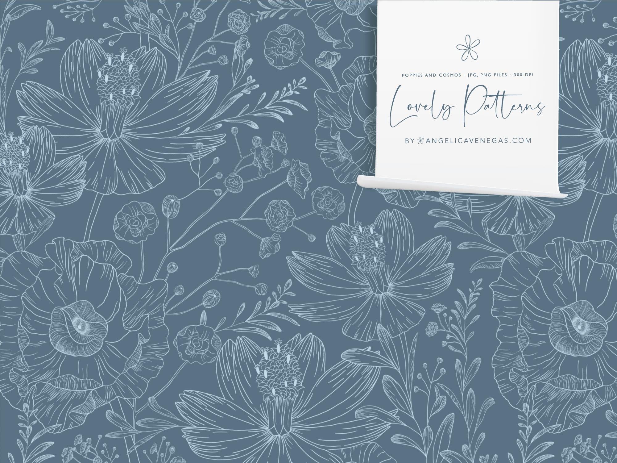 Botanical Line Art, Seamless Pattern, Delicate Surface Pattern, Textil ...