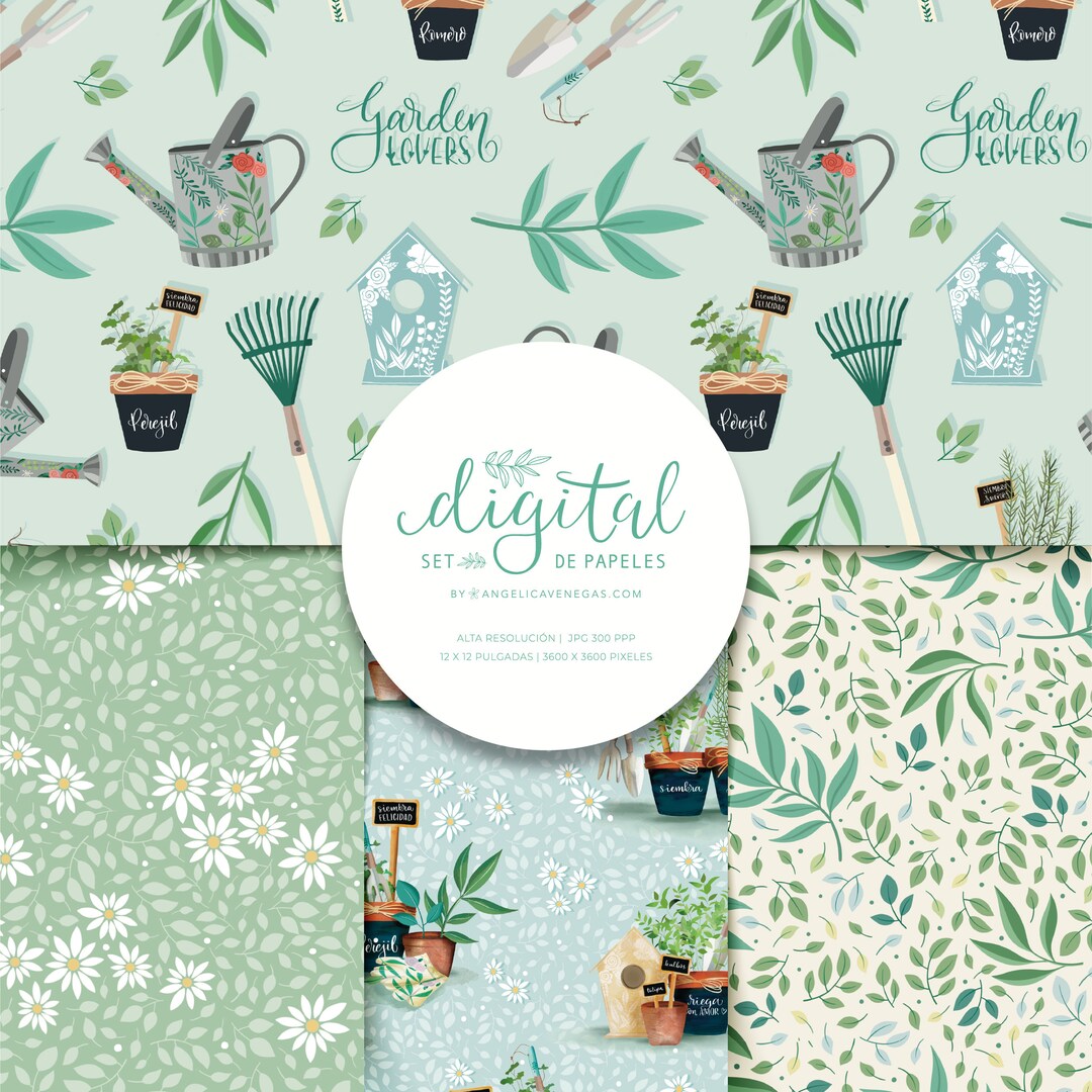 Gardening Digital Paper Set: Seamless Floral Backgrounds (JPEG) - Etsy UK